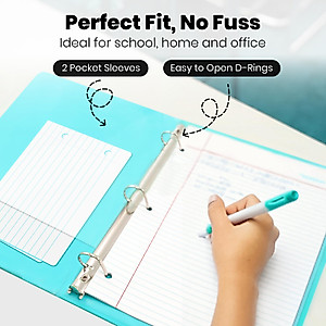 Yoobi 1/2 Inch Binder Set – 3-Ring Binders with 2 Pockets – Perfect for School or Office – Holds up to 100 Sheets – 4 Pack – Solid Multicolor Variety