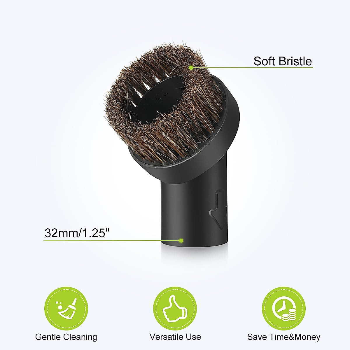 LANMU Horse Hair Brush Vacuum Attachments Compatible with Dyson V15 V12 V11 V10 V8 V7 V6 Vacuum Cleaner, 1.25" Soft Vacuum Dust Brush Accessories