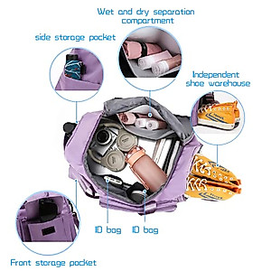 Gym Bag for Women and Men, Small Travel Duffel Bag for Sports, Gyms and Weekend Getaway, Waterproof Duffle bag with Shoe and Wet Clothes Compartments, Lightweight Carry on Gym Bags