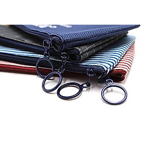 Canvas Pencil Holder 4 Pack Stripe Navy Pencil Case Colored Pencil Holder Organizer Plaid Cosmetic Makeup Bag Zipper Pouch for Kids Adults Girls Boys(Multicolor)