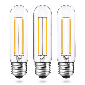 AIELIT Vintage T10/T30 LED Bulb 25 Watt Equivalent, Warm White 2700K, 200 Lumens, E26 Base, 2W Dimmable Led Tubular Bulbs, Classic Filament Edison Bulb for Pendant Lights Chandelier, 3-Pack