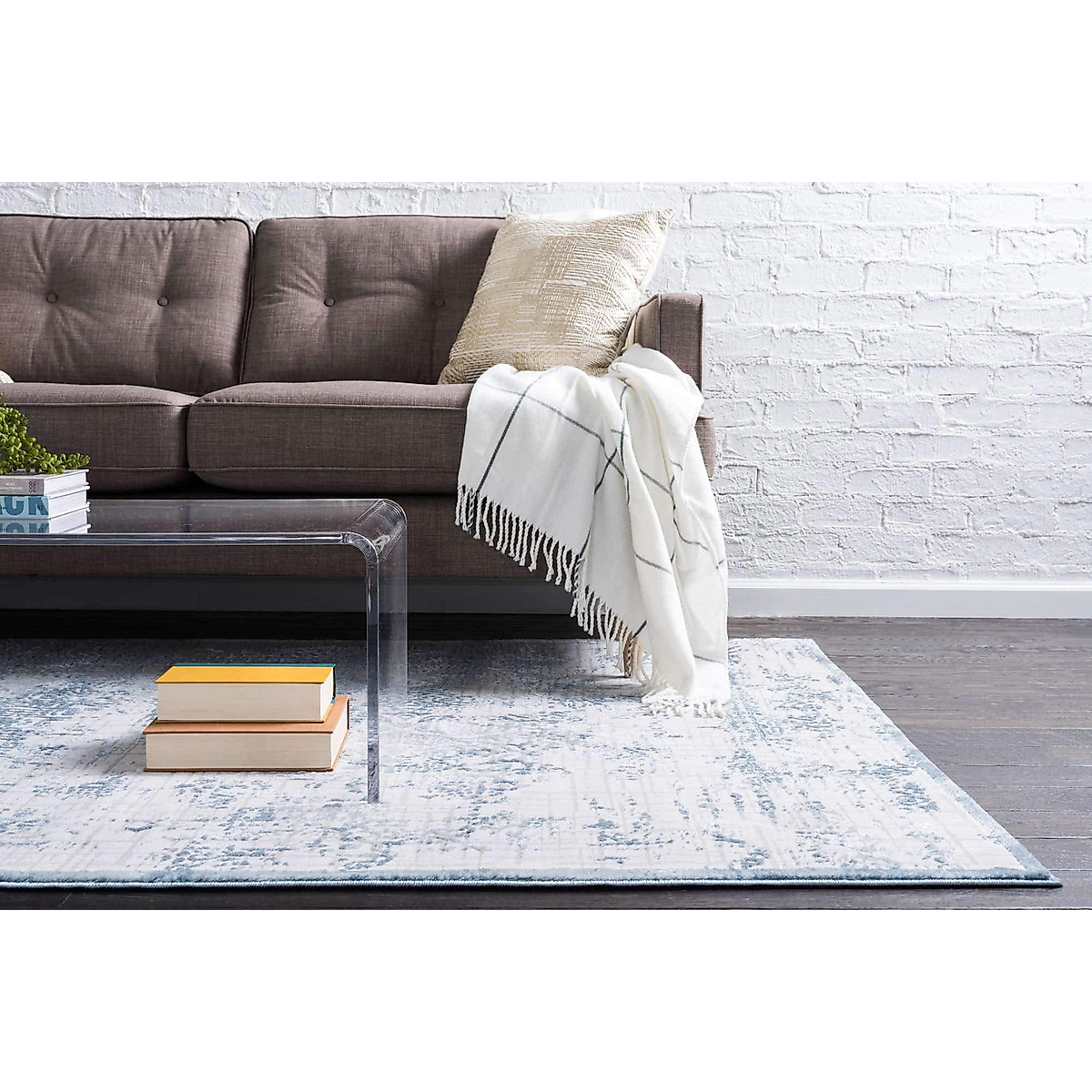 Unique Loom Aberdeen Collection Area Rug - Stanhope (4' 1" x 6' 1" Rectangle, Blue/ Gray)