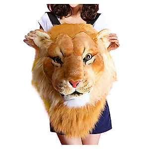 WYIKE Domineering 3D Animal Head Backpack Bengal Tiger Head Backpack/Lion Head Backpack and Wall Mount (Large, Lion)