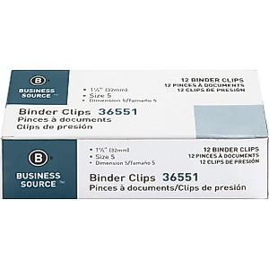 Business Source Fold-Back Binder Clips, Black, Medium (36551)