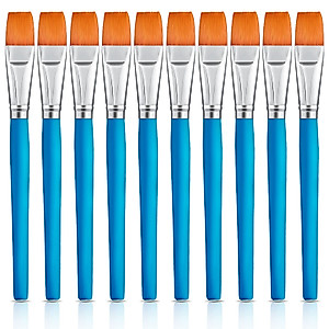 10 Pieces 3/4 Inch Flat Paint Brushes Acrylic Paint Brush Artist Craft Paint Brushes Watercolor Small Brush Bulk Painting Brush Art Detail Oil Brush for Kid Adult(Sky Blue,8.1 x 0.9 x 3/4 Inch)