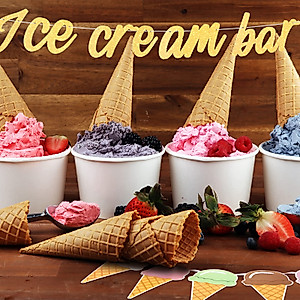 Kisston 5 Pcs Ice Cream Decorations Ice Cream Bar Banner Ice Cream Party Decorations Ice Cream Bar Supplies Garland Ice Cream Sign for Birthday Party, Baby Shower, Summer Holiday, Bachelorette Decor