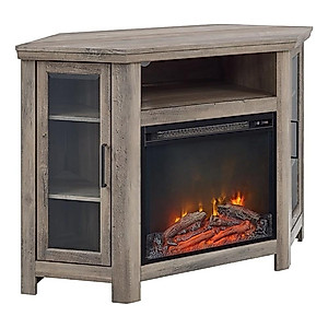 Walker Edison 48" MDF Corner Fireplace TV Stand - Grey Wash