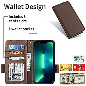 Diaobaolee Case Cover Compatible with Oppo Realme X50 Pro 5G,Leather Flip Case with Card Slot,Wallet Design,Magnetic Lock,Kick Stand,Leather Case for Oppo Realme X50 Pro 5G Brown