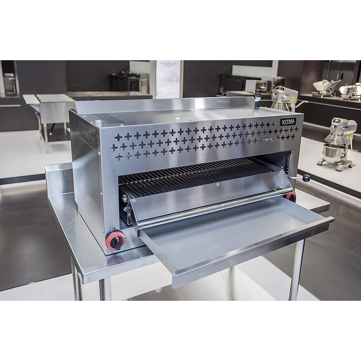 KITMA Commercial Salamander Broiler, 36'' Natural Gas Cheese Melter Salamander Broiler with Gill and 2 Infrared Burners for Restaurant, Kitchen, Barbecue, 43,000 BTU/h