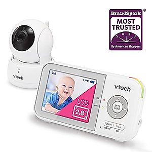 VTech VM923 Baby Monitor, 2.8” Screen, Pan-Tilt-Zoom, 1000ft Long Range, Night Vision, 2-Way Audio, Temperature Sensor, Lullabies, Secure Transmission No WiFi