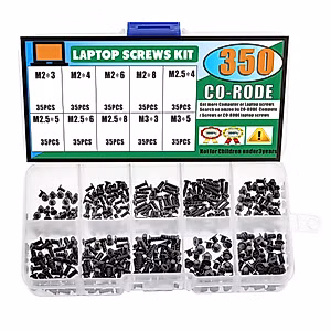 CO RODE 350 Pieces M2 M2.5 M3 Laptop Screws, Notebook Computer Replacement Screws Kit Set for IBM HP Dell Lenovo Samsung Sony Toshiba Gateway SSD Hard Disk SATA