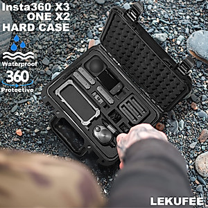 Lekufee Portable Waterproof Carrying Case Compatible with Insta360 X3 / Insta360 ONE X2 Action Camera and More Accessories(Case Only)