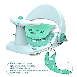 REIKTLUD Baby Bath Seat,Infant Baby Bath Tubs Seat, Baby Bathtub Seat for Sit-Up 6 to 18 Months,Baby Bath Shower Chair with Adjustable Backrest Support,Non-Slip Soft Mat,Secure Suction Cups (Blue)