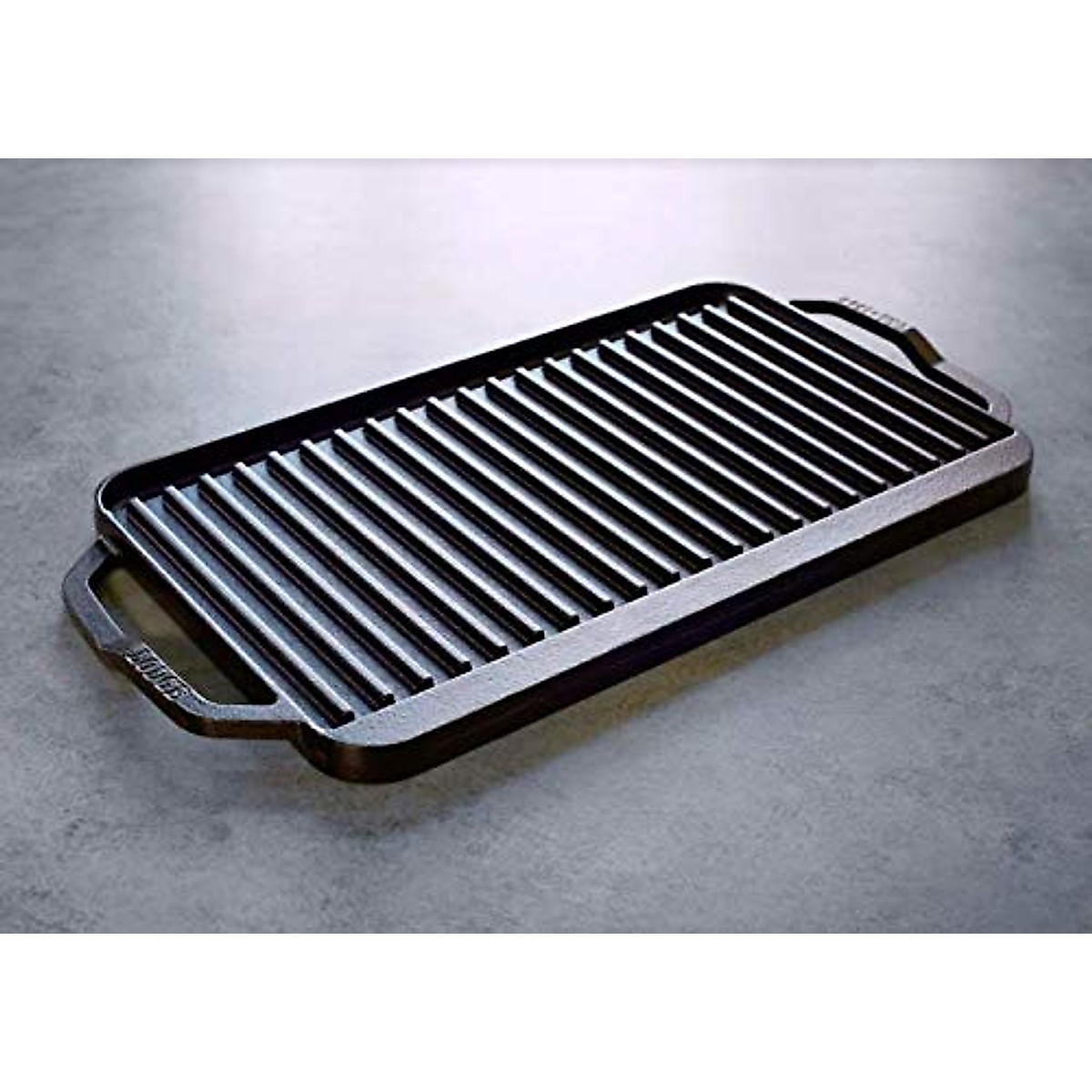 Lodge Chef Collection 20x10 Inch Cast Iron Chef Style Reversible Grill/Griddle. Two-in-One Seasoned Cookware for Stovetop Burners or a Campfire. Made from Quality Materials to Last a Lifetime