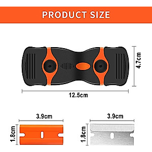 Razor Blade Scraper, 5 Pack Razor Scraper Tool with 20 Plastic and 20 Metal Razor Blades, Cleaning Scraper, for Removing Label, Registration Sticker, Tint, Grease from Windshield, Appliance, Glass