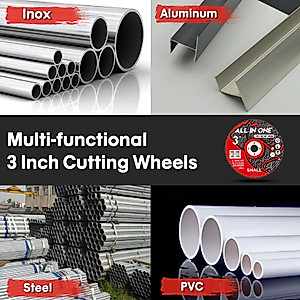 SHALL 25-Pack Cut Off Wheels 3” x 3/8” x 3/64” - Ultra Thin Cutting Wheel with Pouch for Angle Grinder & Cut-Off Tools - Fast Cutting Disc for INOX, Steel, Iron, Non-Ferrous Metal & PVC