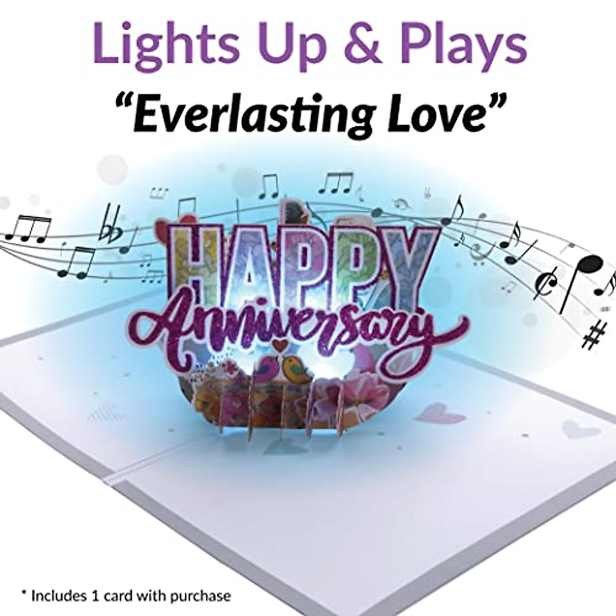 100 Greetings LIGHTS & MUSIC Happy Anniversary Card for Husband & Wife - Plays 'This Will Be' - Pop Up Card -– Happy Anniversary Cards for Couple –Wedding Anniversary Card for Couple - 1 Card Only