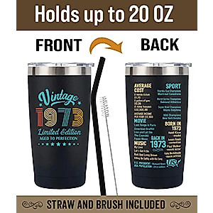 Henghere Happy 50th Birthday Gifts for Men women, 50 Years Old Gifts, Fifty Birthday Present, Funny Birthday Tumbler Cup Gifts（Black）