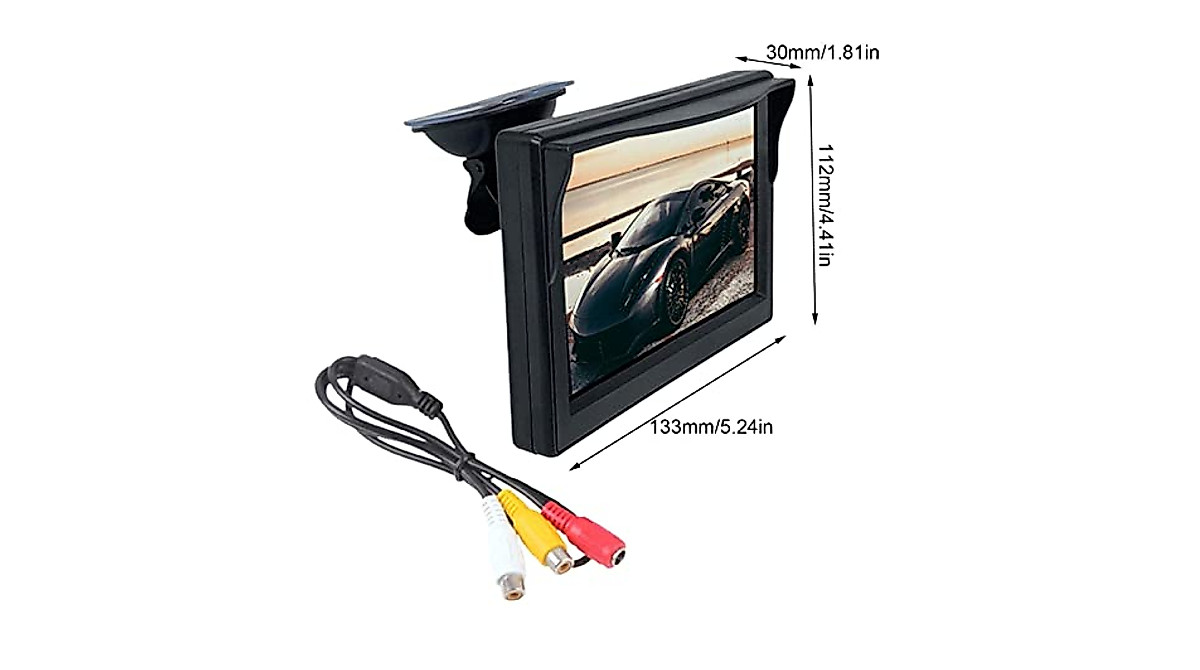 4.3 Inch Car Monitor with 16:9 TFT LCD Screen - Reverse & Video Input