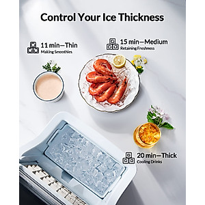Silonn Ice Makers Countertop - 24Pcs Ice Cubes in 13 Min, 45lbs Per Day, 2 Ways to Add Water, Auto Self-Cleaning, Stainless Steel Ice Machine for Home Office Bar Party