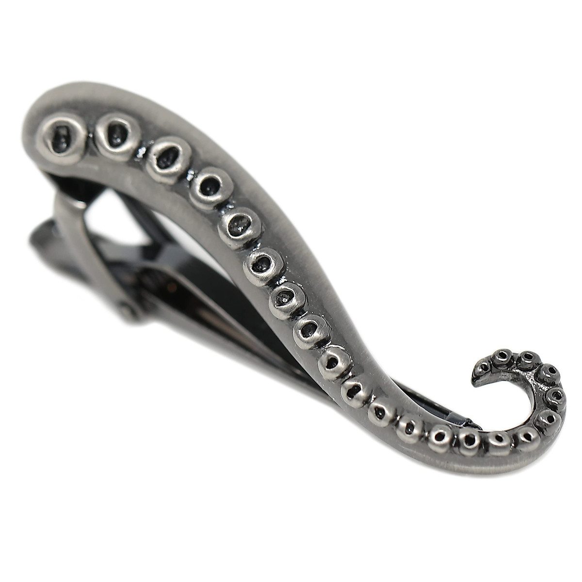 MENDEPOT Octopus Limb Tie Bar Burnished Silver Tone Octopus Limb Tie Clip In Box
