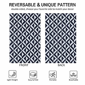 Outdoor Rugs for Patio Clearance - 5'x8' Waterproof Reversible Indoor Outdoor Rug Carpet, Portable Plastic Straw Rug for RV Camping, Picnic, Beach, Porch, Deck(Rug002#,Gray)