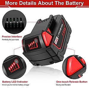 Cukect 18V 6.0Ah Battery Replace for All Milwaukee M18 Battery 48-11-1850 48-11-1840 48-11-1890 48-11-1815 M18 M18B Cordless Power Tools Lithium-Ion Battery