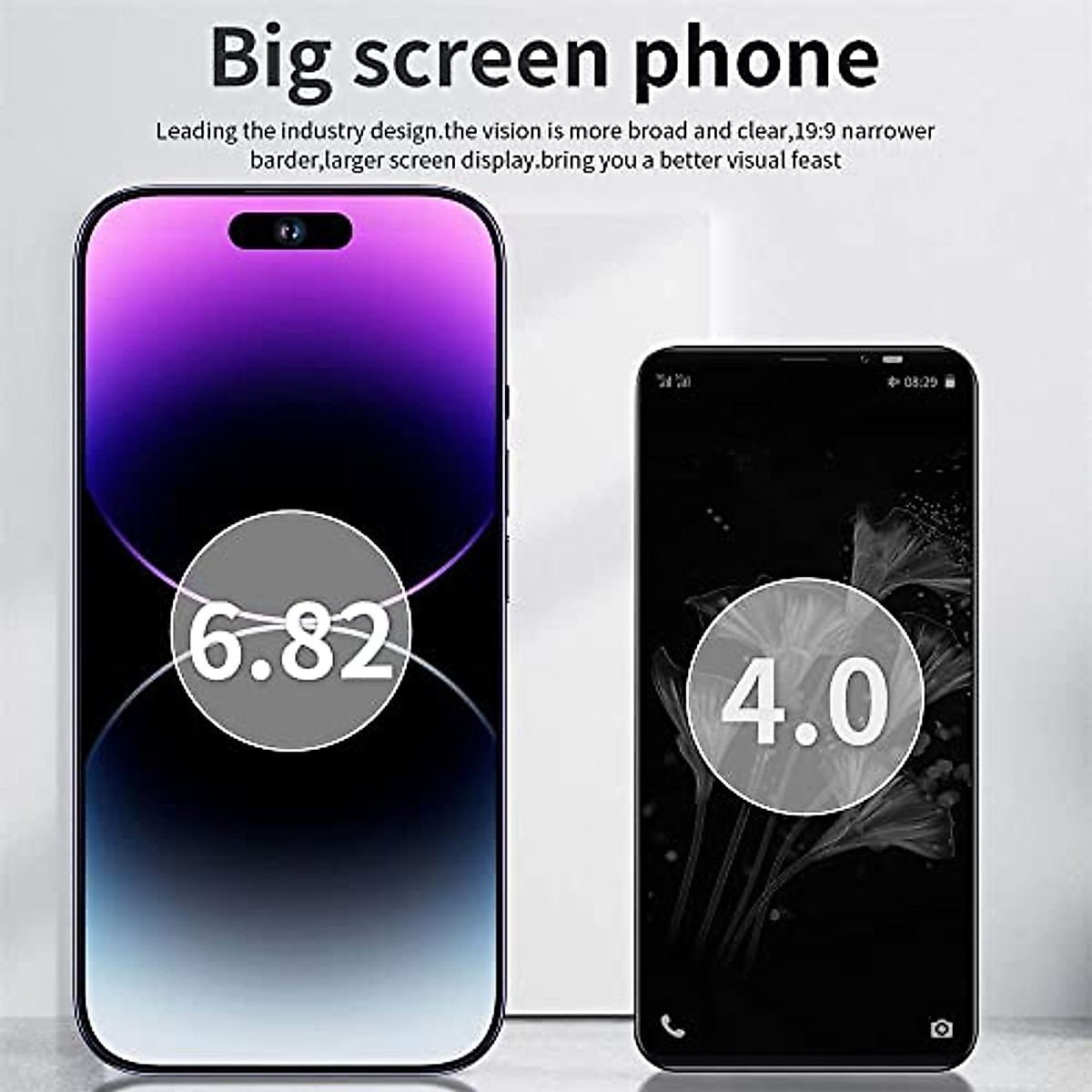 Echoamo A14 Pro MAX Unlocked Smartphone, 6.82-inch HD Screen Phone, 3+64G Dual SIM Phone with A 128G Memory Card for Android 10 (Four Colors to Choose from)