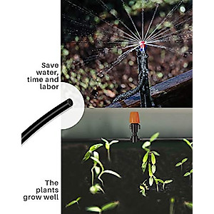 MoHern Drip Irrigation Tubing, 100 Feet 1/4 Inch Drip Line Irrigation Hose with 20 Pcs Drip Irrigation Parts, Drip Irrigation Kit