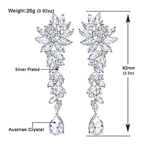 mecresh Bridal Wedding Teardrop Marquise Crystal Cluster Chandelier Dangle Earrings for Brides Bridesmaid