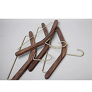 TJLSS Walnut Hangers Brass Hooks Wood Coat Hangers Trousers Hanger Clothing Store Display Hooks Wardrobe Organizer