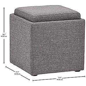 Amazon Brand – Rivet Ross Modern Tweed Lift-Top Storage Ottoman Pouf, 17.7"W, Grey Storm