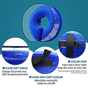 Zeaxuie Soft Inflatable Dog Cone Collar for Dogs After Surgery with Enhanced Anti-Licking for Unrestricted in Daily Life, Pack of One, Blue (Size 2)