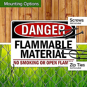 Danger Flammable Material No Smoking Or Open Flames Sign, 10x14 Inches, Rust Free .040 Aluminum, Fade Resistant, Made in USA by My Sign Center