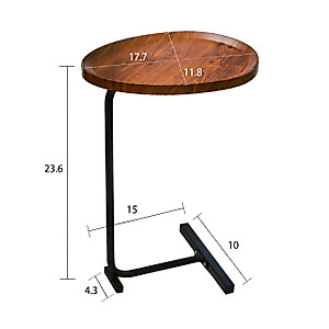 MENYCNJ C shaped table for safa Small C Side Table for Living Room and Small Spaces- Easy Assembly, C Shaped Round End Table for Couch and Bed, Night Stand for Bedroom, Wood/Black