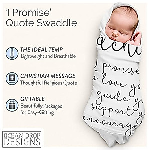 Ocean Drop 100% Cotton Muslin Swaddle Baby Blanket – ‘Godchild’ Quote with Gift Box for Baptism, Christening Gift, Godson, Goddaughter, Neutral, Baby Shower – Super Soft, Breathable, Large 47x47”