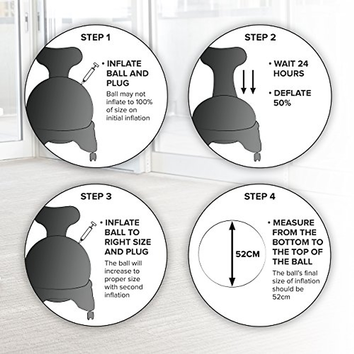 Gaiam Classic Balance Ball Chair – Exercise Stability Yoga Ball Premium Ergonomic Chair for Home and Office Desk with Air Pump, Exercise Guide and Satisfaction Guarantee, Blue