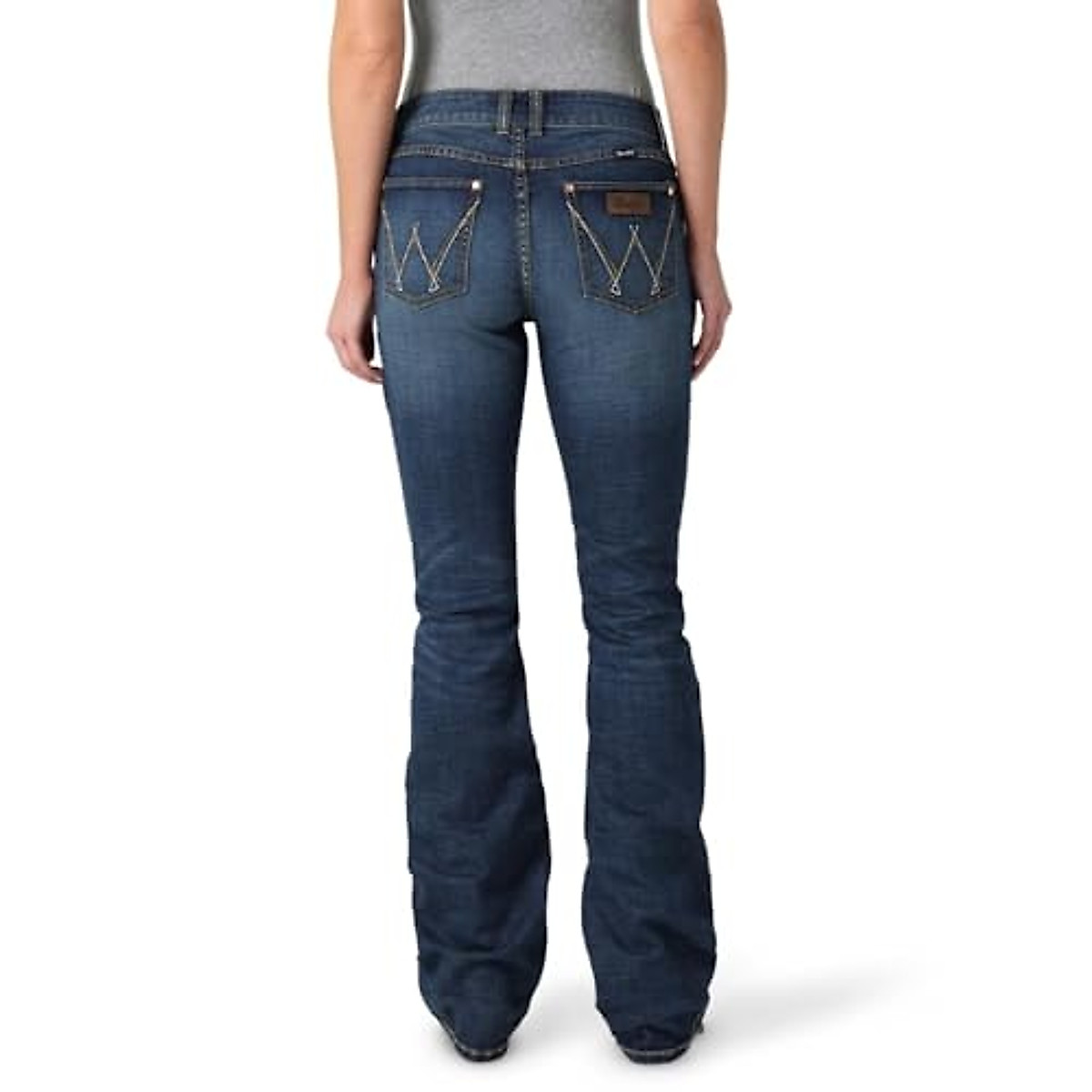 Wrangler Women's Retro Mae Rise Stretch Boot Cut Jean, Mid Wash, 15W x 34L