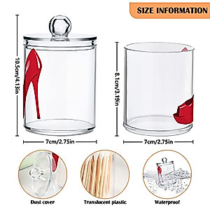 Oyihfvs High Heels Red Girls 2 Packs Clear Plastic Jar with Lid, Airtight Food Translucent Jars, Makeup, Food Storage Containers for Kitchen Cookie, Tea