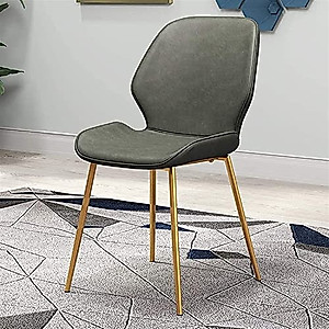 Chairs Modern Dining Chairs Set of 6 PU Leather High Back Padded Soft Seat Sturdy Metal Legs for Living Room Dining Chairs (Color:Dark Gray)