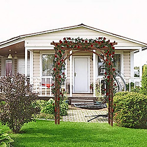 Outvita 7 Ft Wooden Garden Arbor Arch, Fir Wood Arbour Trellis, Pergola Archway for Wedding Ceremony Decoration Pergola Plant Climbing Rose Vines Lawn Courtyard Patio Dark Brown