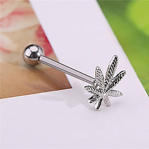 Tongue Ring Tongue Stud Leaf Tongue Leaf Tongue Ring Tongue Piercing Ring Stainless Steel Stud, Body Piercing Jewelry