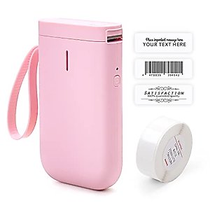 Uprinit Label Maker Machine with Tape, D11 Mini Label Printer Portable Bluetooth Sticker Maker Machine for Home Office Use with Multiple Printing Templates and USB Charger Cable | Pink