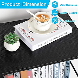 Record Player Table with Storage 3 Tier Industrial Record Player Stand Small Vinyl Storage Holder Hold up to 90 Albums for Living Room Bedroom Office, Black