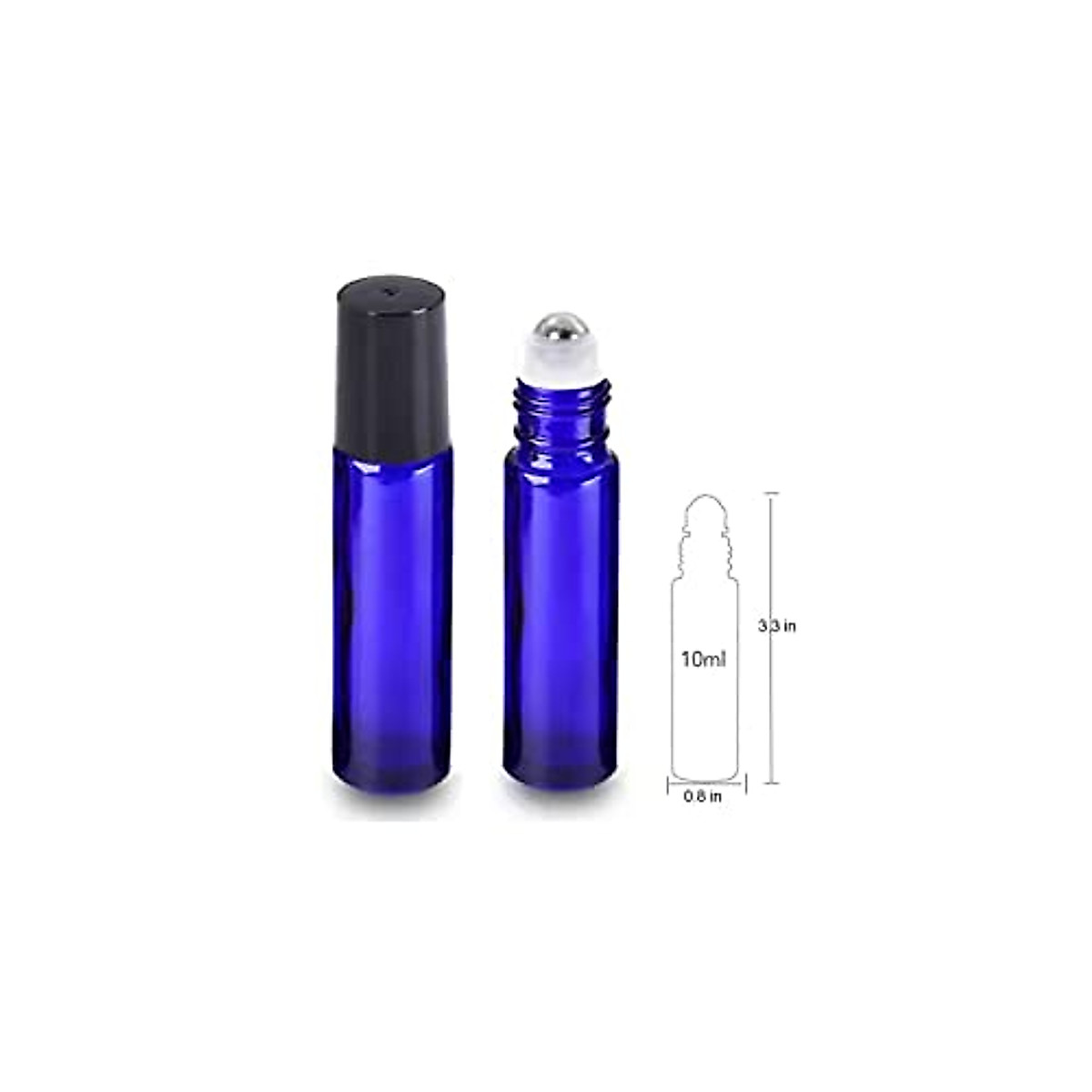 HINNASWA Essential Oil Roller Bottles, Empty Refillable Roll on Glass Bottles, Leak proof Glass Bottle, Stainless Steel Balls for Essential Oil (Amber, Blue)