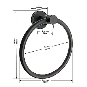 Towel Ring for Bathroom Matte Black Towel Ring Wall Mounted Hand Towel Rack Hangers Hand Towel Ring