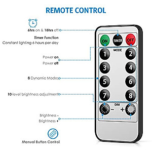 Patio LED Umbrella String Lights, 104 LED String Lights with Remote Control, 8 Lighting Mode Umbrella Lights Battery Operated Waterproof Outdoor Lighting for Patio Umbrellas Camping Tents or Outdoor