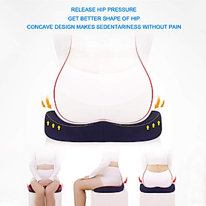 Seat Cushion Premium Memory Foam Non-Slip Coccyx Tailbone Cushion for Office Chair, Car Seat, Wheelchair, Yoga and Travelling- Back, Hip and Tailbone Pain Relief