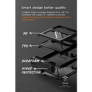 VRS DESIGN Terra Guard Ultimate Phone Case for Galaxy Z Flip 4 5G (2022), Premium Sturdy Hinge Protection Case (Matte Black)