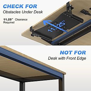 suptek Keyboard Tray Under Desk Pull Out with C Clamp Mount, Computer Keyboard & Mouse Tray, 25.6 (30 Including Clamps) x 11.8 inch Slide-Out Platform Computer Drawer for Typing, Black, DSF1